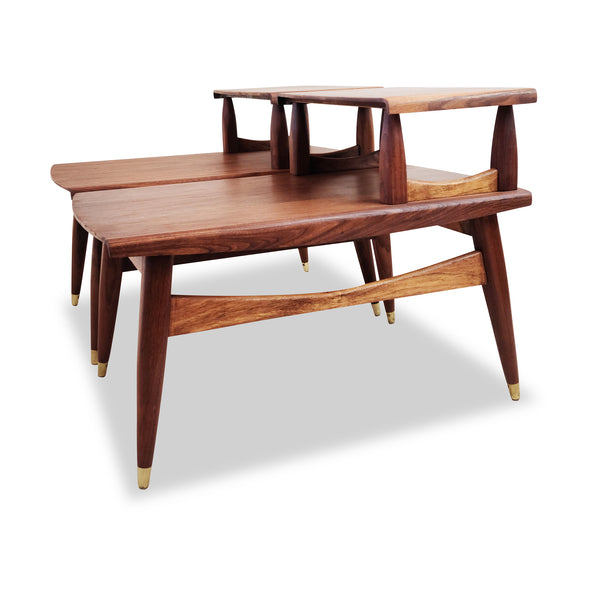 Walnut Two-tier Side Tables - Decade Five Furniture Co.